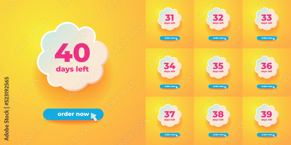 Days Left label, order now minimalist yellow social media banner in a ...