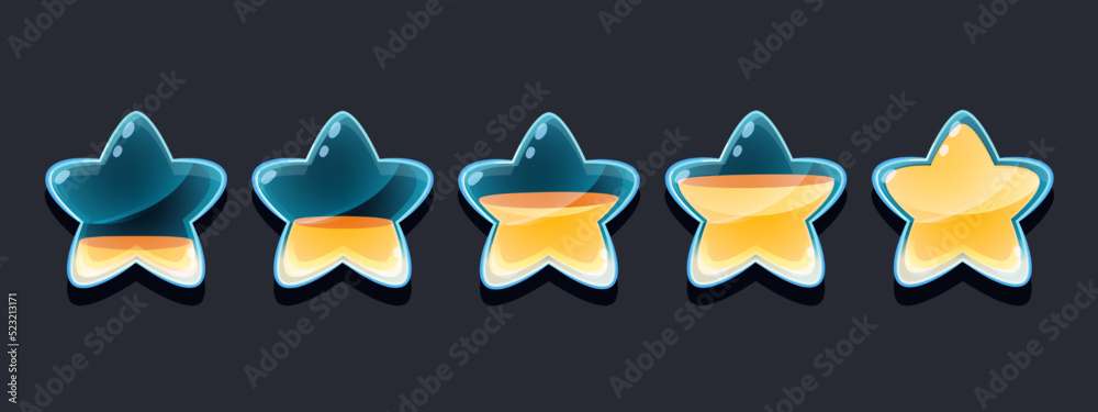 Star rating animation. Cartoon full and empty life indicator asset for ...