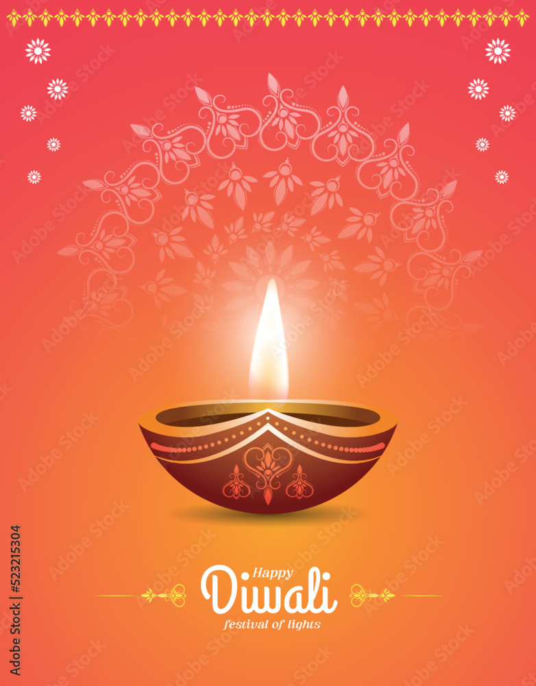 Decoration Indian diwali festival greeting card design Stock Vector ...