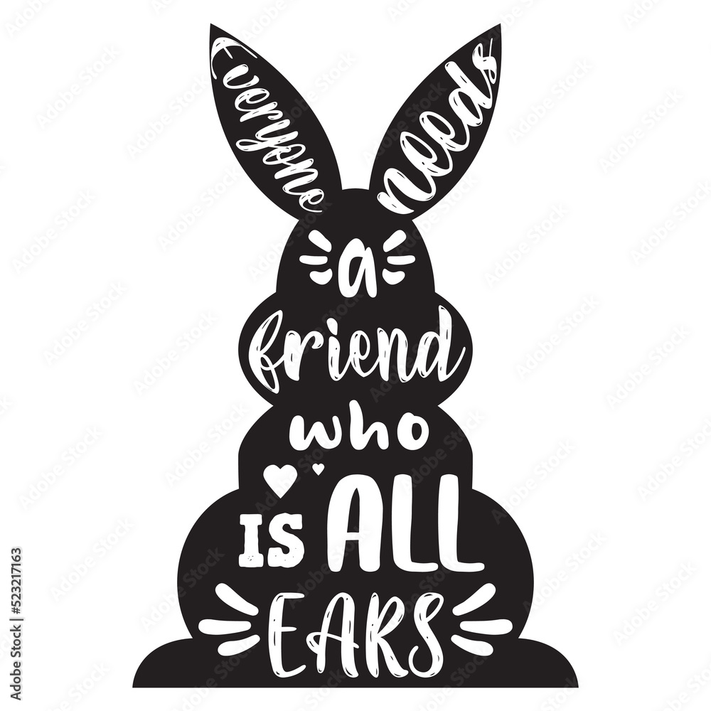 Hand written vector lettering with bunny silhouette on white background ...