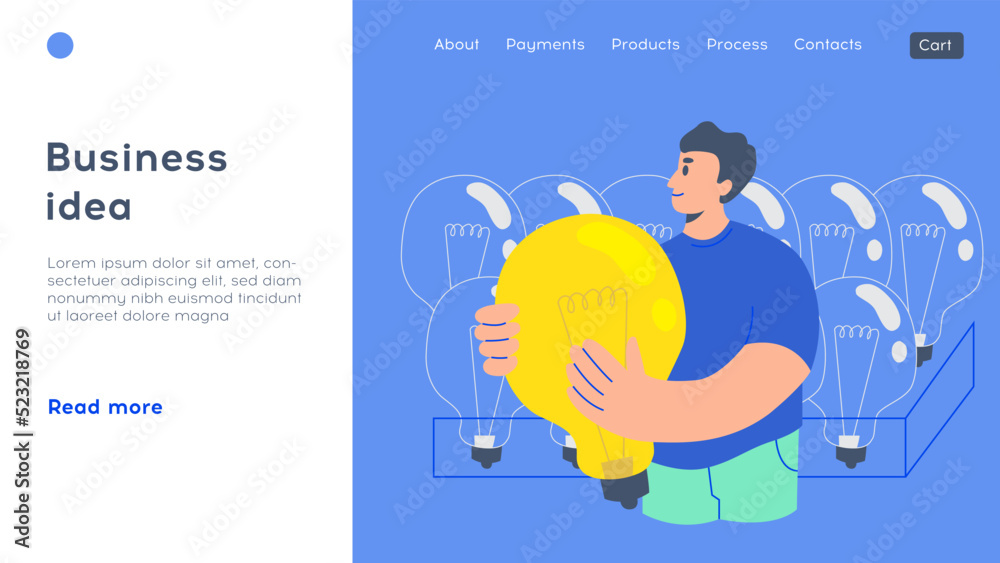 Vetor de Idea illustration, website landing template Flat line vector ...