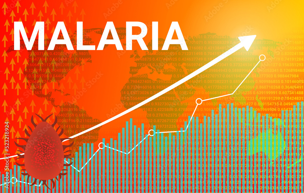 daily increasing malaria case background with graphs, numbers and world ...