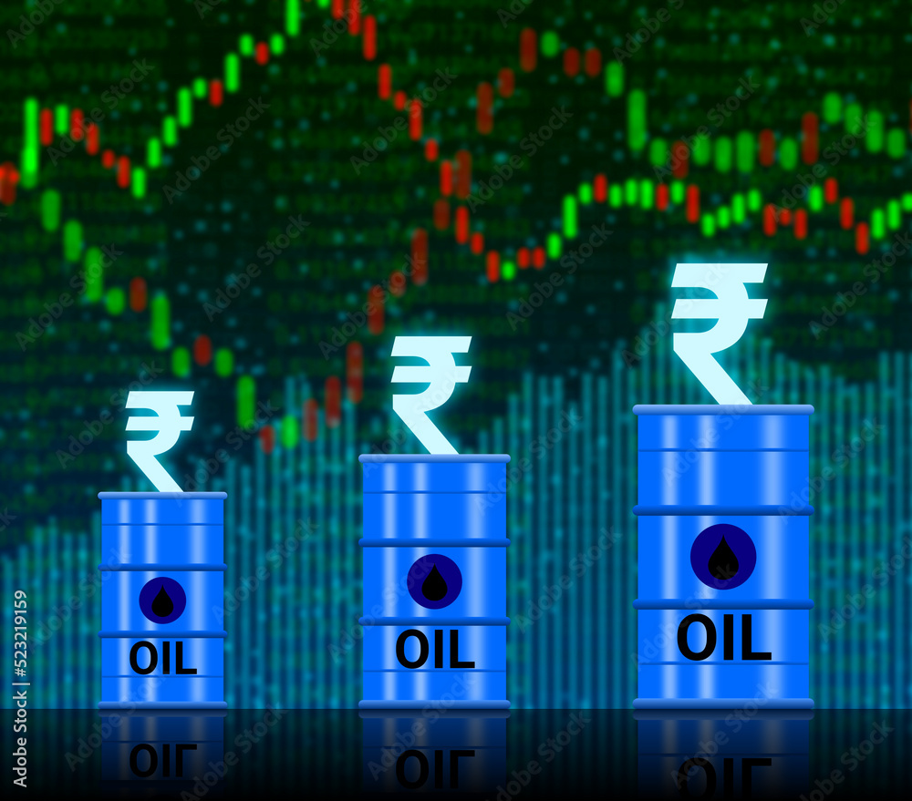 increasing oil price daily in India with rupee symbol and up down ...