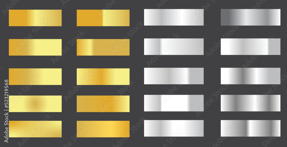Golden and silver colour gradient, gold gradients,realistic golden ...