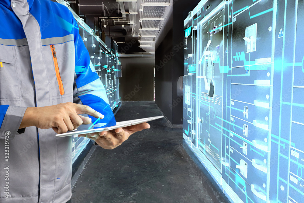 Electrical innovation engineering inspect the electrical control room ...