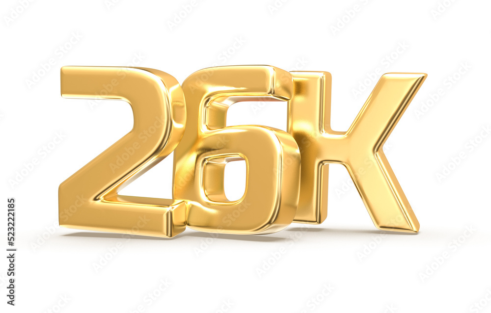 Follow Number 26k Gold 3d render | Uwalls.co.uk