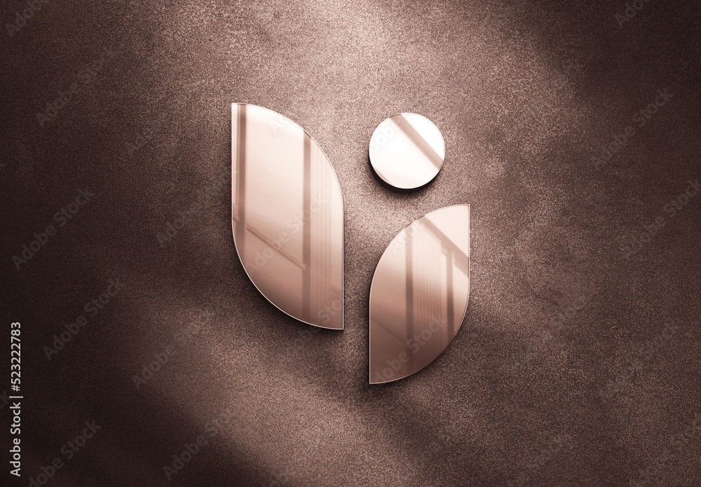 Polished Copper Wall Sign Business Logo Mockup Stock Template | Adobe Stock