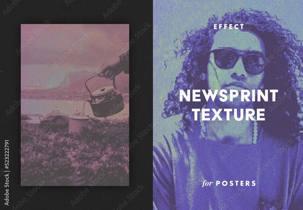 Vintage Newspaper Poster Print Halftone Photo Effect Mockup Stock ...