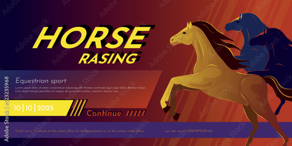 Horse race poster. Sport competition banner. Champion cup logo ...