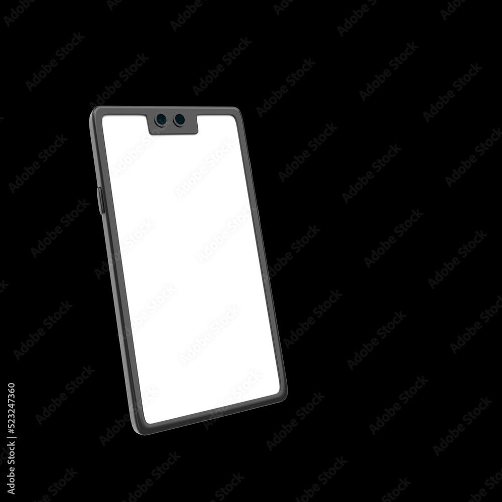 Cartoon black smartphone 3d illustration mobile phone 3d render white ...