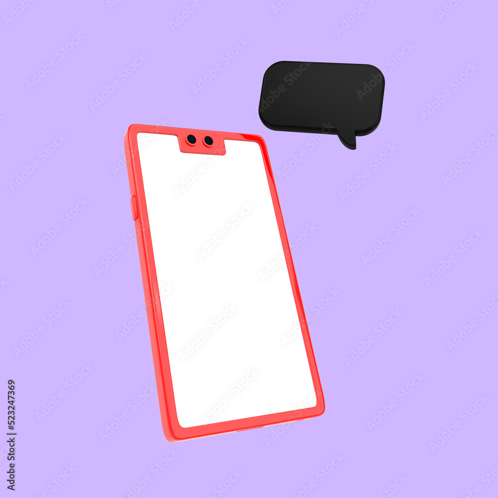 Cartoon pink smartphone 3d illustration mobile phone 3d render white ...