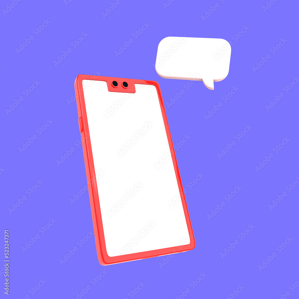 Cartoon pink smartphone 3d illustration mobile phone 3d render white ...