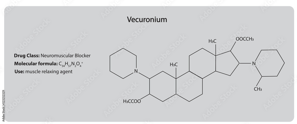 Vecuronium (Neuromuscular blocker) . Chemical Structure. Drug class ...