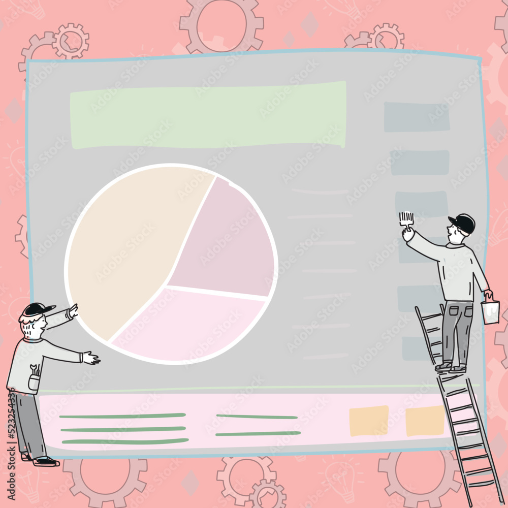 Colegues Drawing Standing To Extension Stairs Installing Blank Poster ...