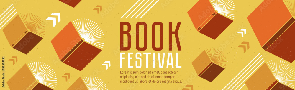 Background with books for library. Open books flying with arrows ...