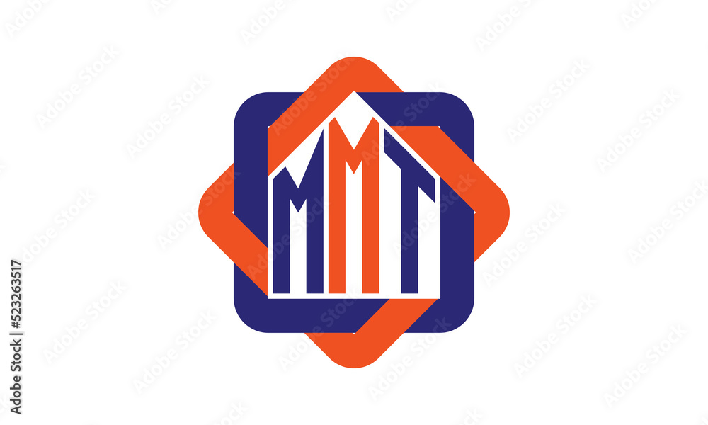 MMT three letter real estate logo with home icon logo design vector ...