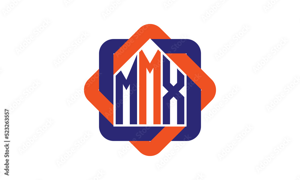 MMX three letter real estate logo with home icon logo design vector ...