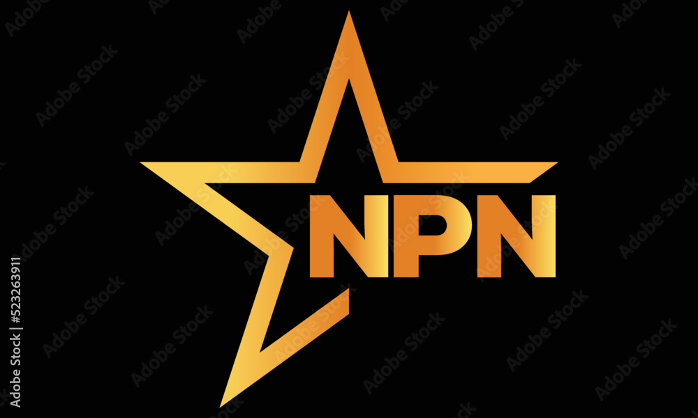 NPN golden luxury star icon three letter logo design vector template ...