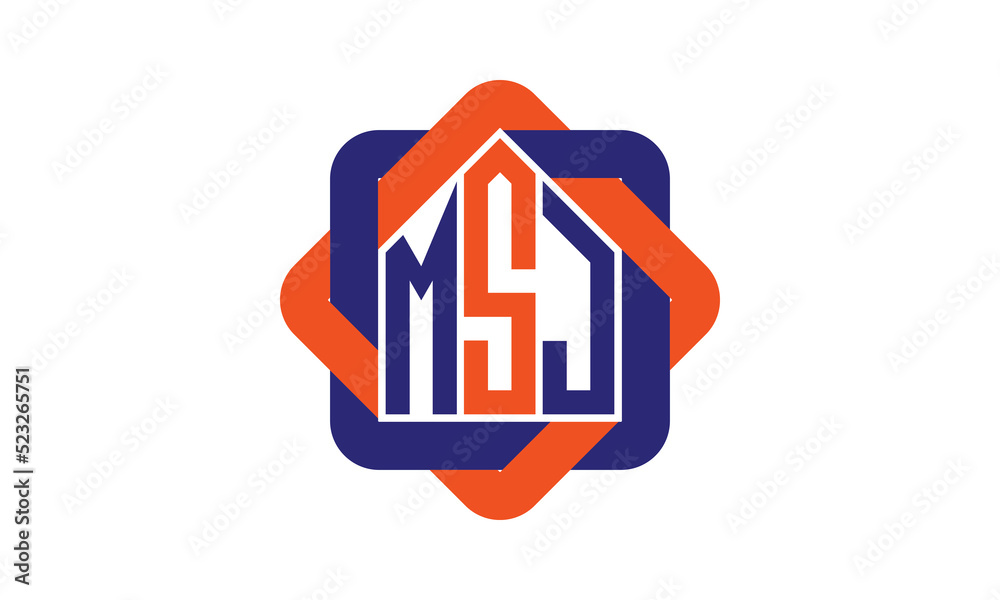 MSJ three letter real estate logo with home icon logo design vector ...