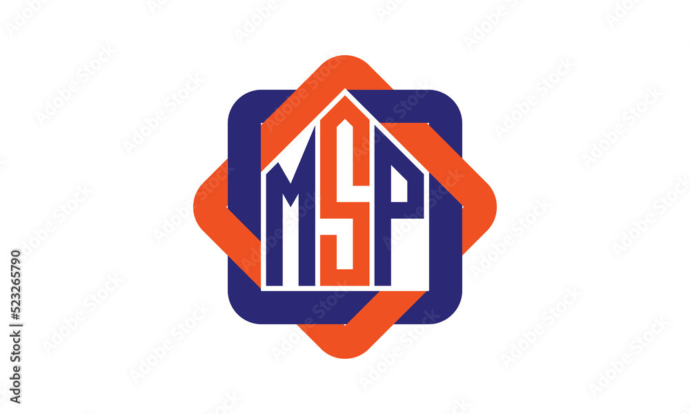 MSP three letter real estate logo with home icon logo design vector ...