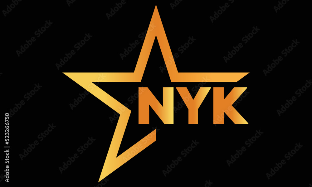 NYK golden luxury star icon three letter logo design vector template ...