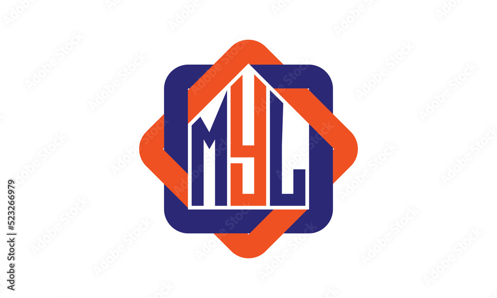 MYL three letter real estate logo with home icon logo design vector ...