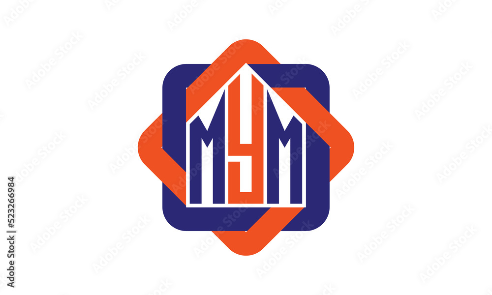 MYM three letter real estate logo with home icon logo design vector ...