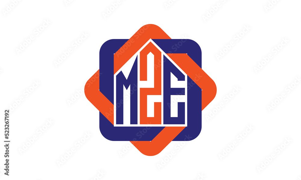 MZE three letter real estate logo with home icon logo design vector ...