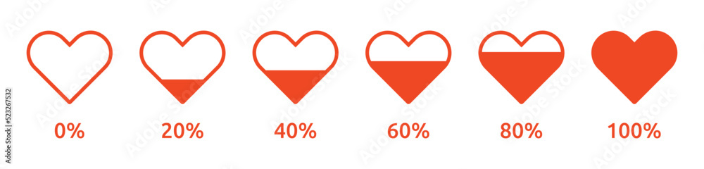 Love level icon vector illustration. Passion indicator and romance ...