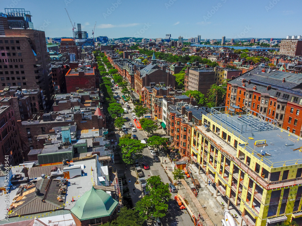 Aerial around Newbury Street in Boston Stock Photo | Adobe Stock