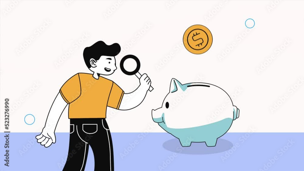 man with savings money dollars animation Stock Video | Adobe Stock