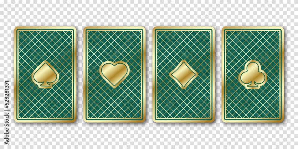 Four beautiful playing cards. The backside cards are green. Vector ...