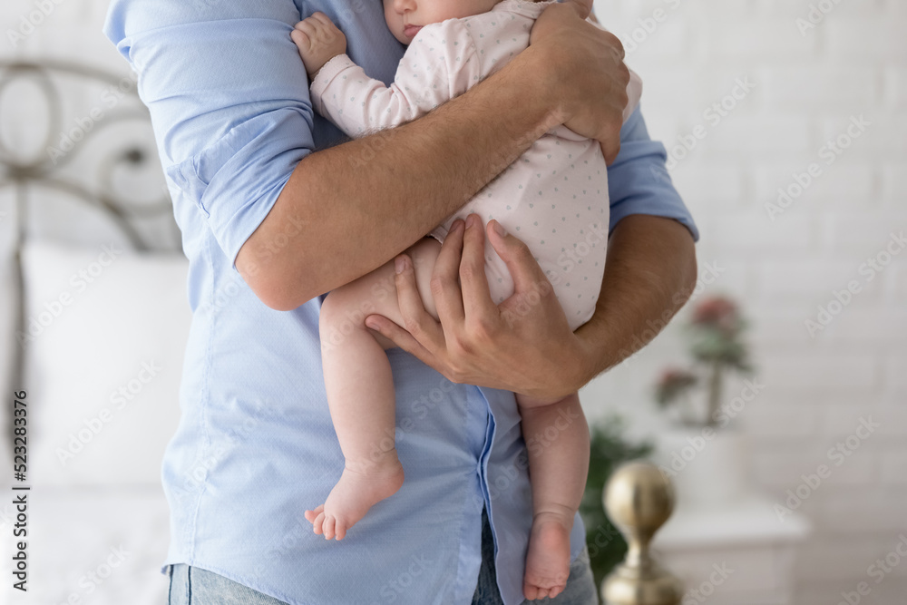 Being father, happy fatherhood, cherish, protection concept. Cropped ...