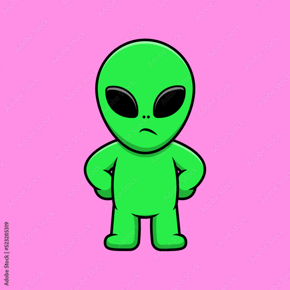 Cute Alien Standing Cartoon Vector Icon Illustration. Science ...