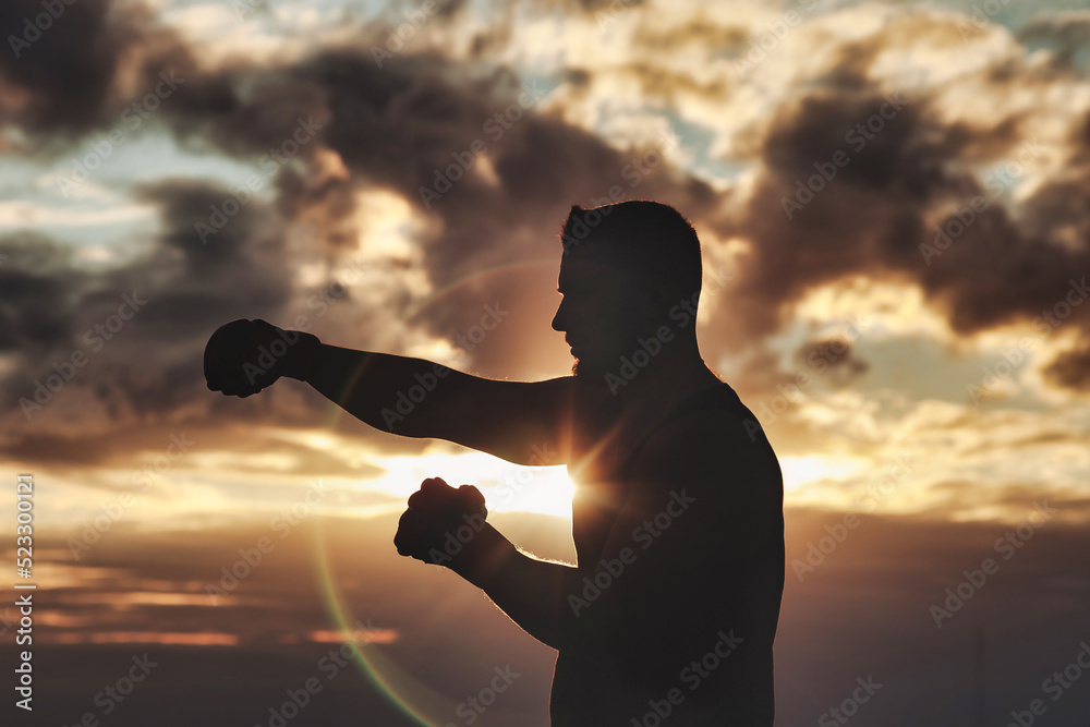Sport, healthy lifestyle and sports training concept. Silhouette of ...