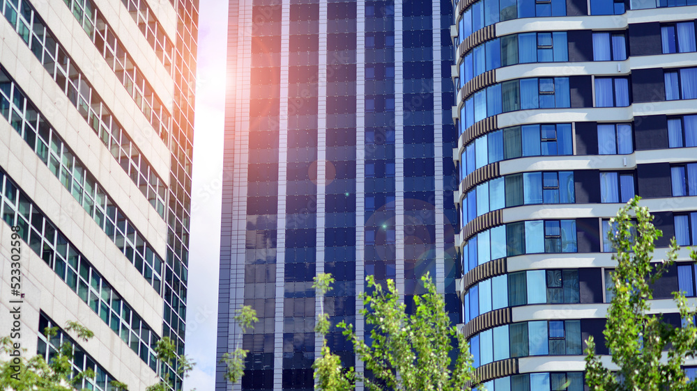 Exterior of a high modern multi-story apartment building - facade ...