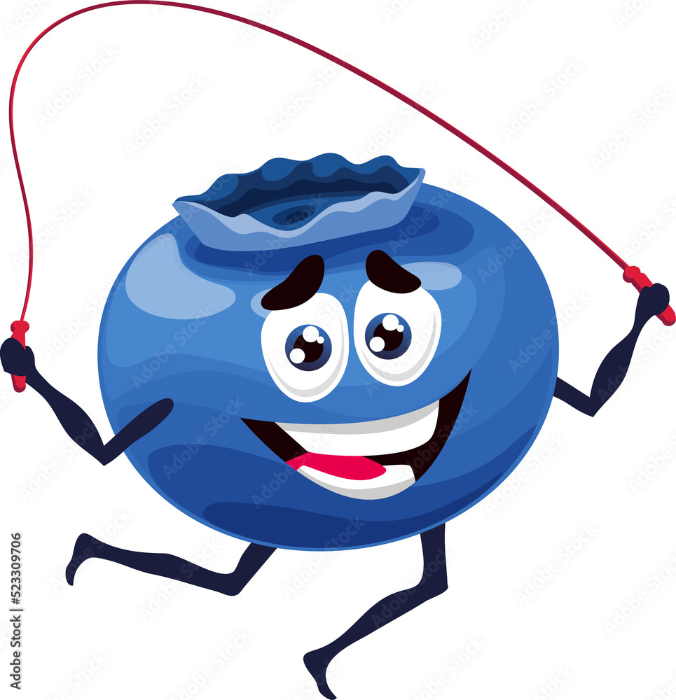 Cartoon blueberry character jumping rope Stock Illustration | Adobe Stock