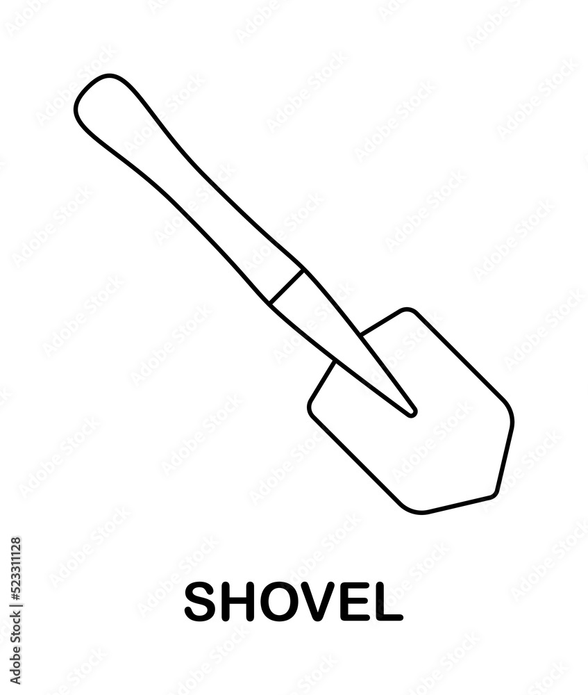 Coloring page with Shovel for kids Stock Vector | Adobe Stock