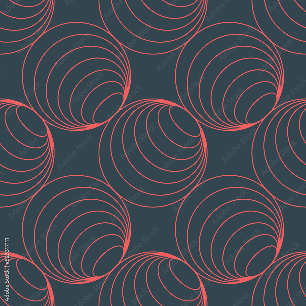 Techno Rave Music Circles Outline Seamless Pattern Vector Futuristic Abstract Background. Linear ...