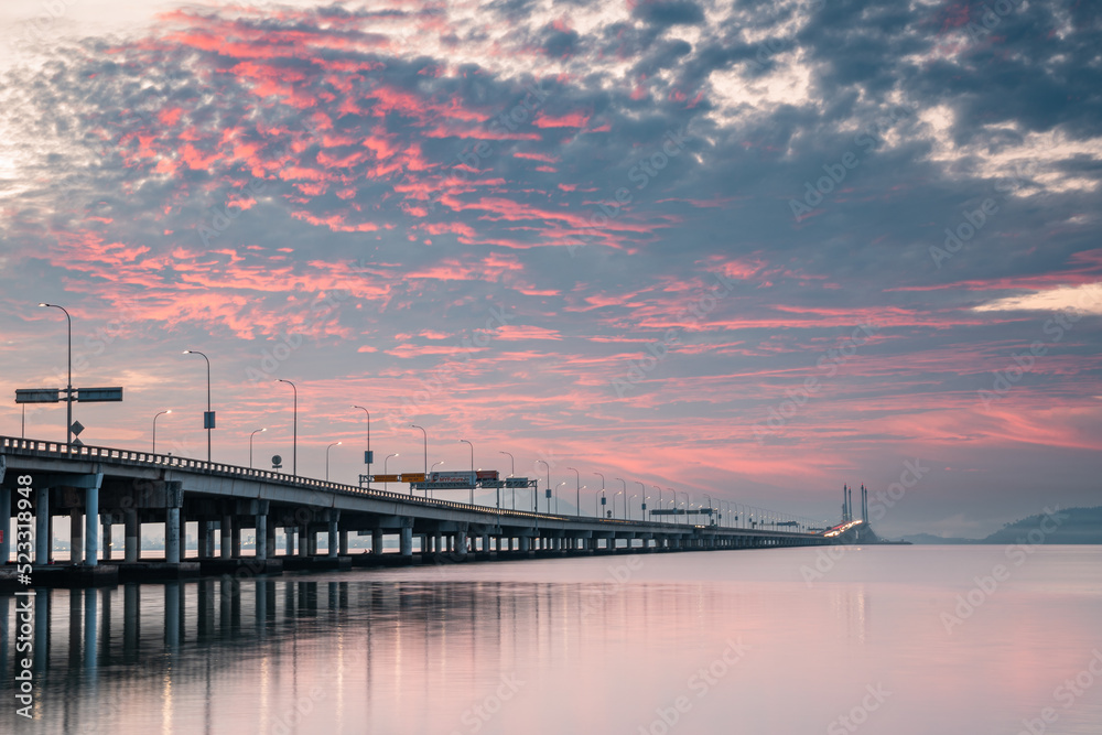 Sunrise shoot under the Penang Bridge. Penang bridges are crossings ...