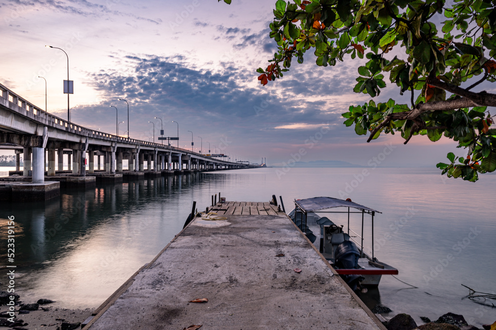 Sunrise shoot under the Penang Bridge. Penang bridges are crossings ...