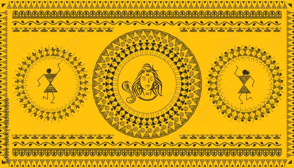 Warli painting showing mahashivratri festival, Indian dance warli art ...