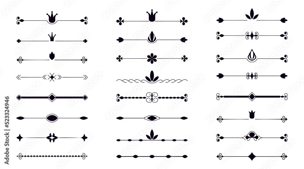 Dividers decor set. Collection of classic vintage separators. Vector ...