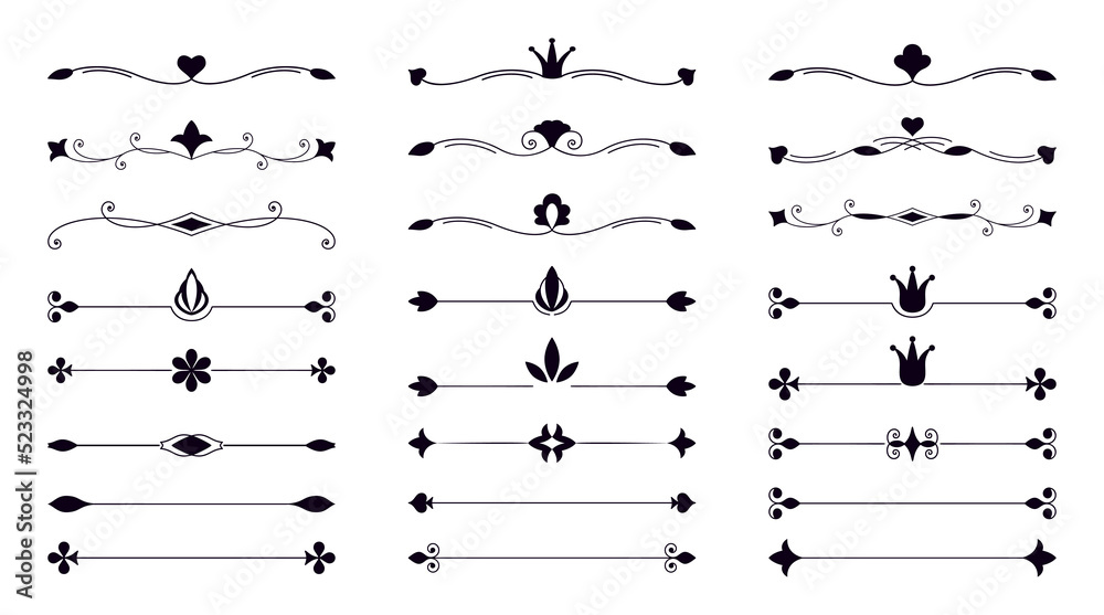 Dividers decor set. Collection of classic vintage separators. Vector ...