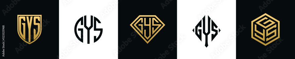 Initial letters GYS logo designs Bundle. This collection incorporated ...
