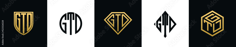Initial letters GTD logo designs Bundle. This collection incorporated with shield, round ...