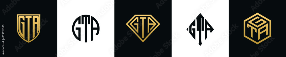 Initial letters GTA logo designs Bundle. This collection incorporated ...