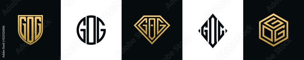 Initial letters GOG logo designs Bundle. This collection incorporated ...