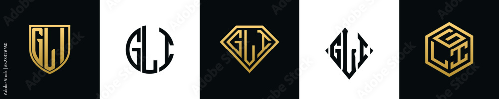 Initial letters GLI logo designs Bundle. This collection incorporated ...