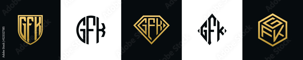 Initial letters GFK logo designs Bundle. This collection incorporated ...